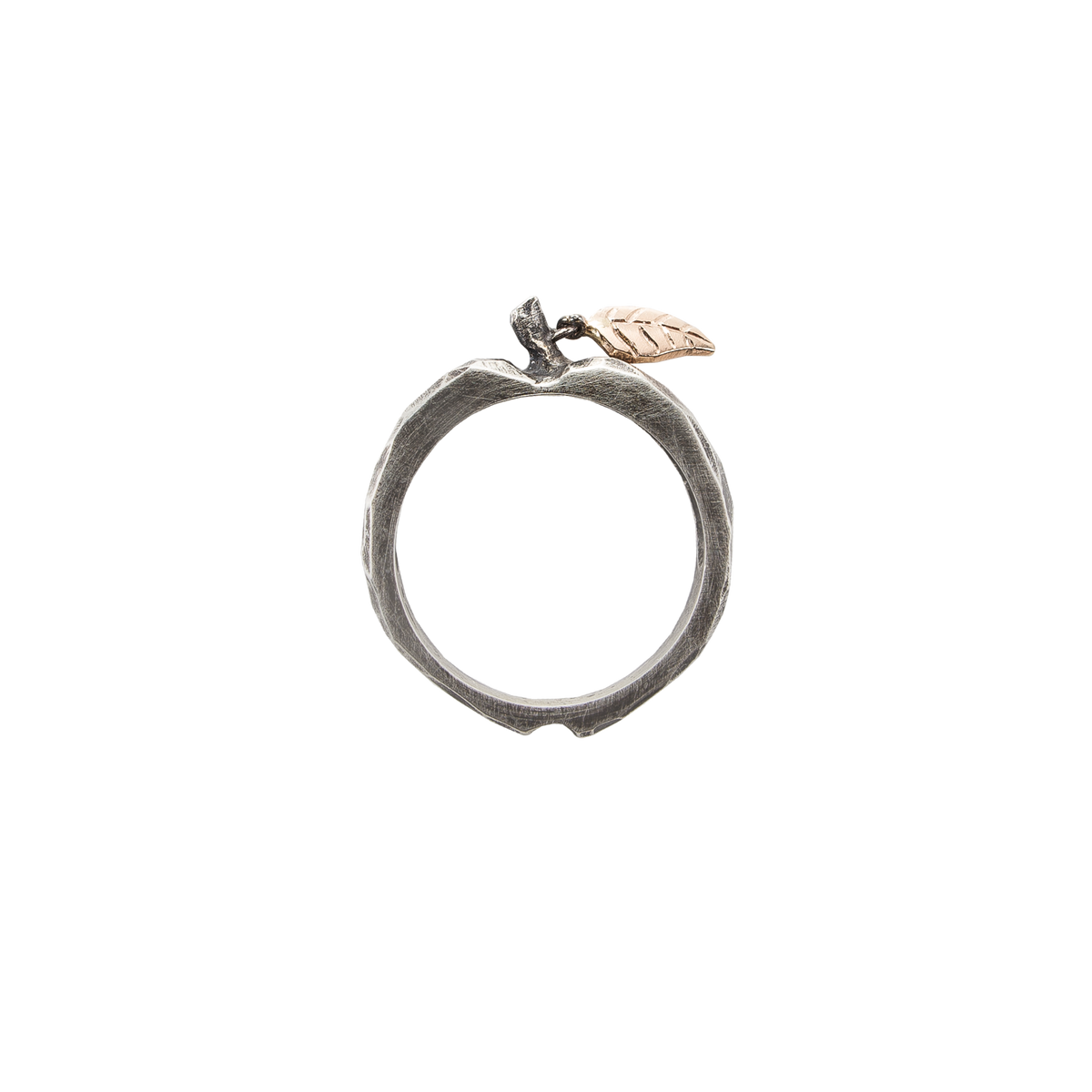 Sterling Silver Apple Ring with Antique Finish and Gold Leaf – A. JARON ...