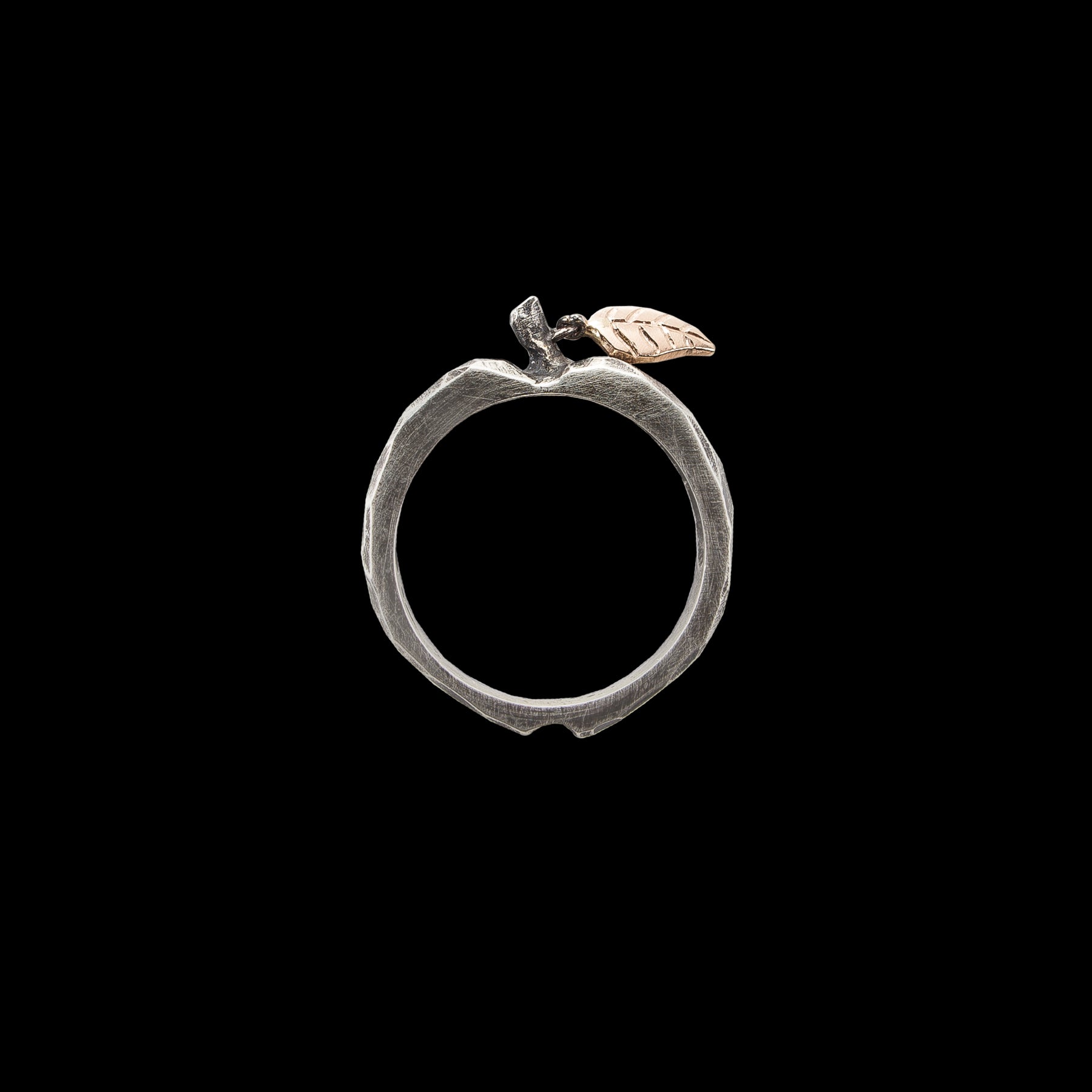 Sterling Silver Apple Ring with Antique Finish and Gold Leaf – A. JARON ...